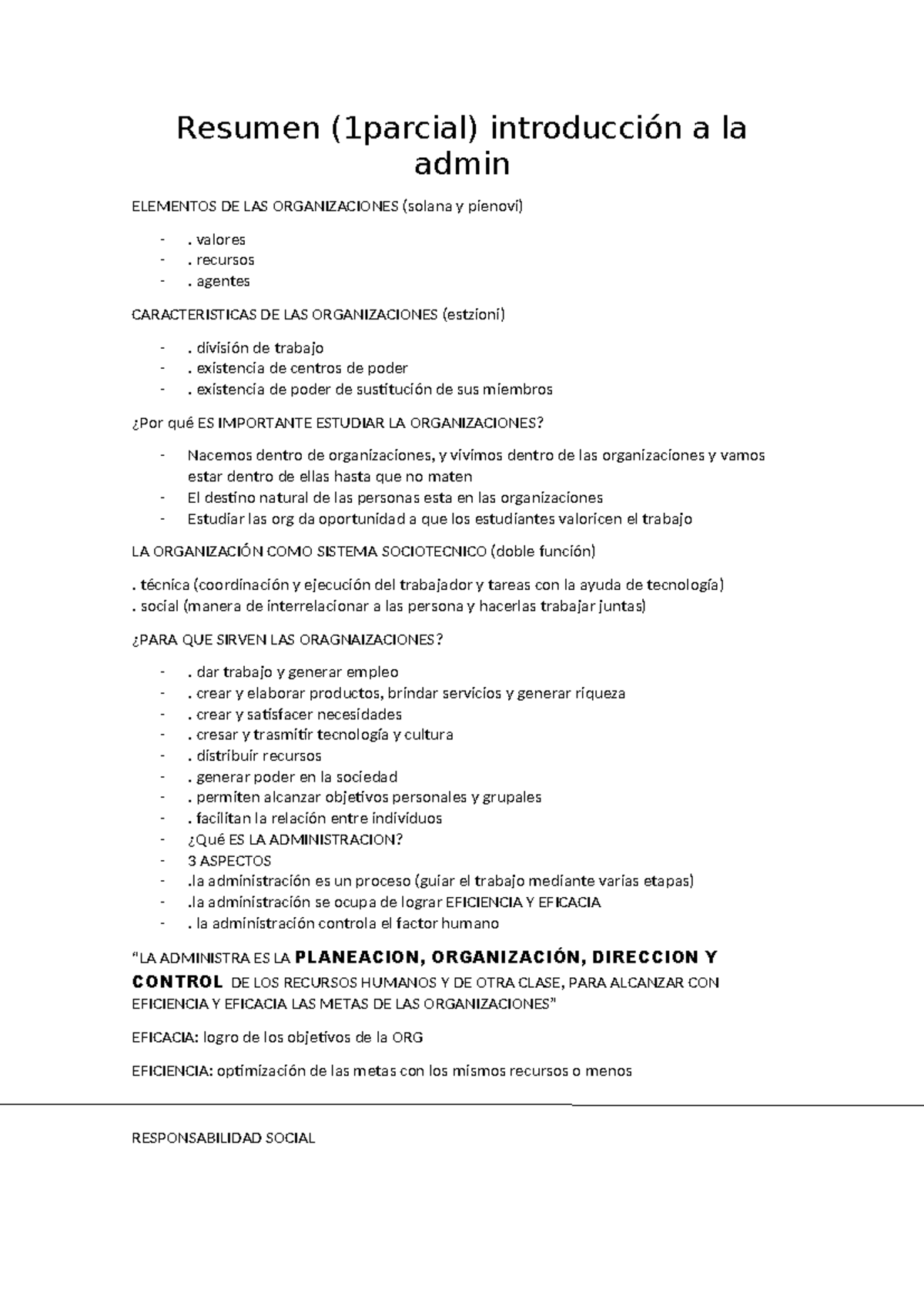 Resumen intro - muy bueno - Resumen (1parcial) introducción a la admin ...