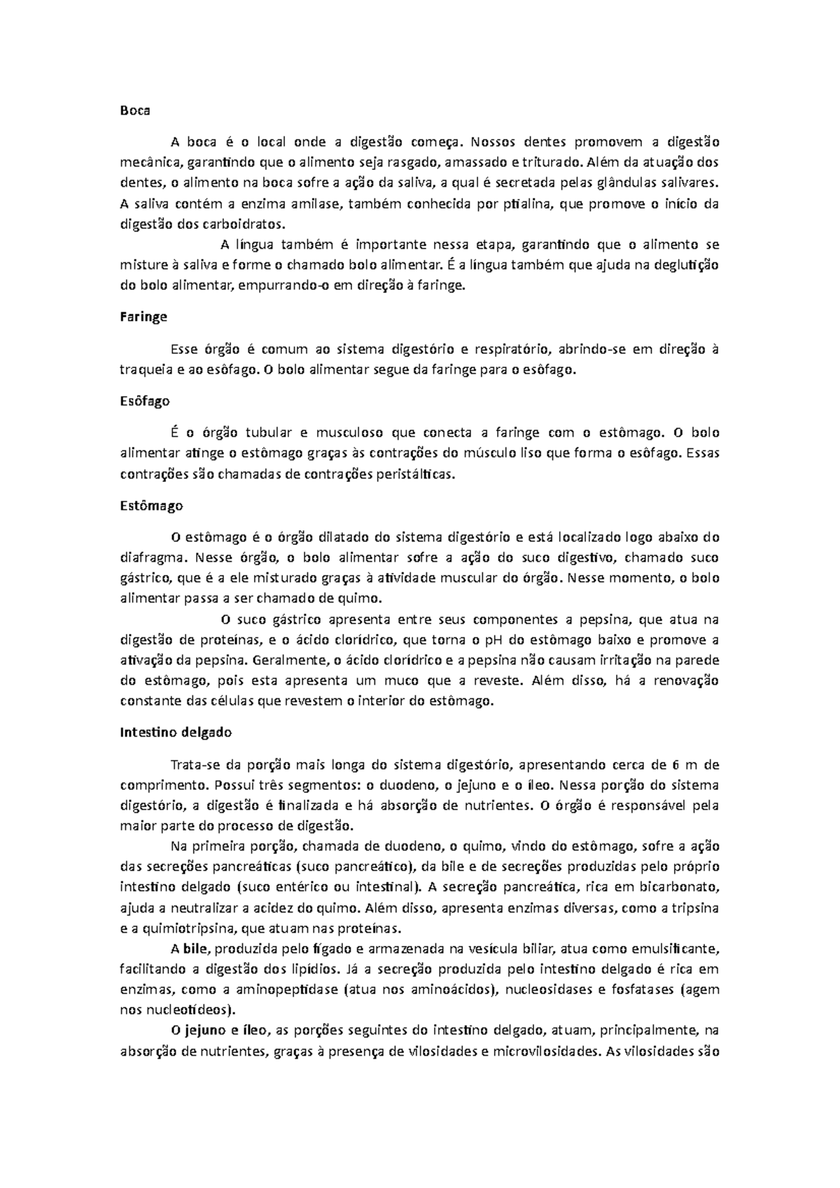 Sistema Digestório Resumo Educativo Boca A Boca é O Local Onde A