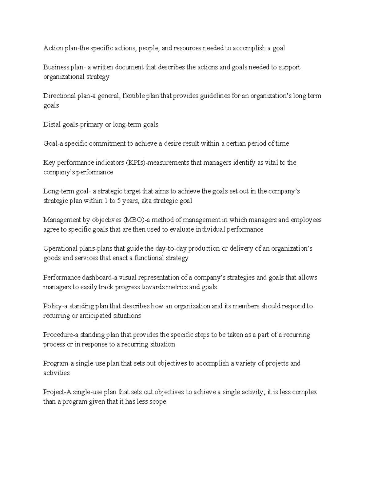 Module 3 Key Terms - Action plan-the specific actions, people, and ...