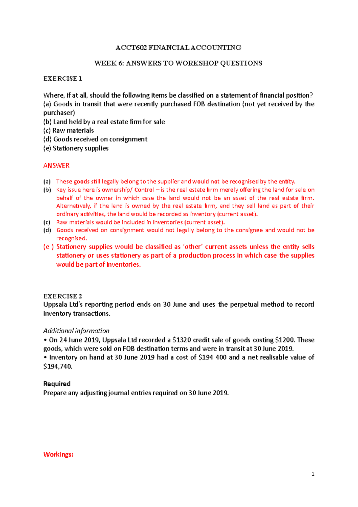 Answers to Workshop questions - ACCT602 FINANCIAL ACCOUNTING WEEK 6 ...