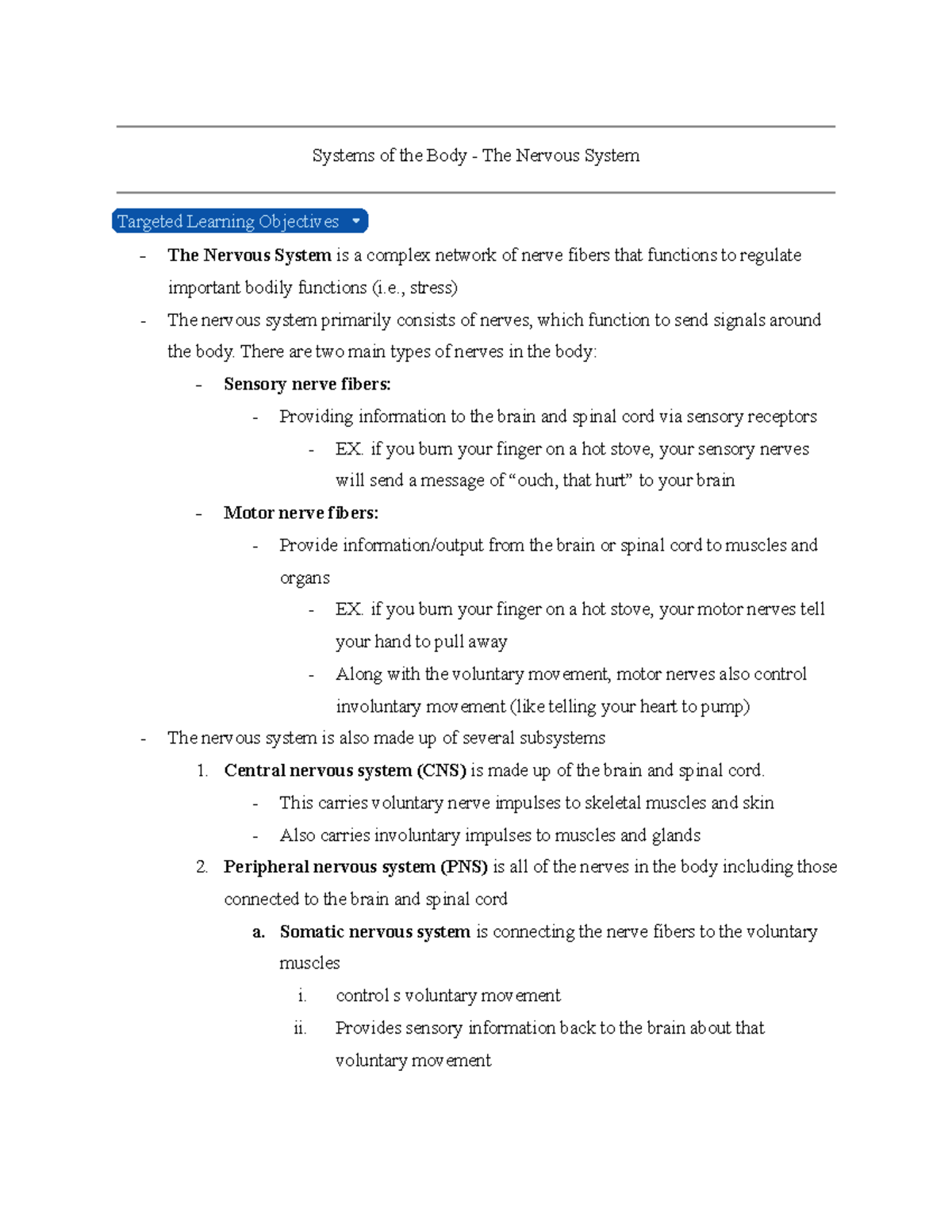 PSYC 2151 - Week 2; Body Systems - Systems of the Body - The Nervous ...