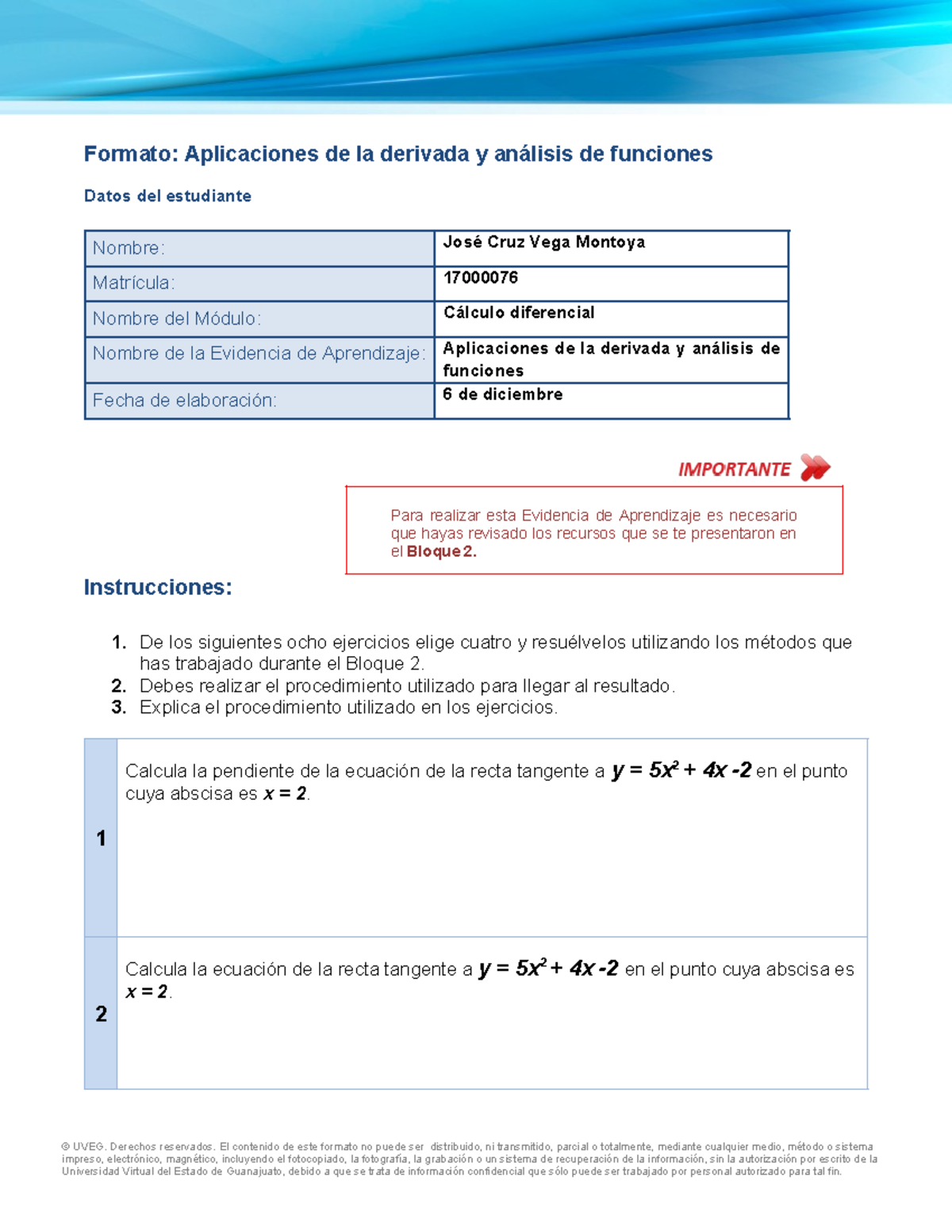 Vega José Aplicaciones de la derivada - Formato: Aplicaciones de la derivada y análisis de ...