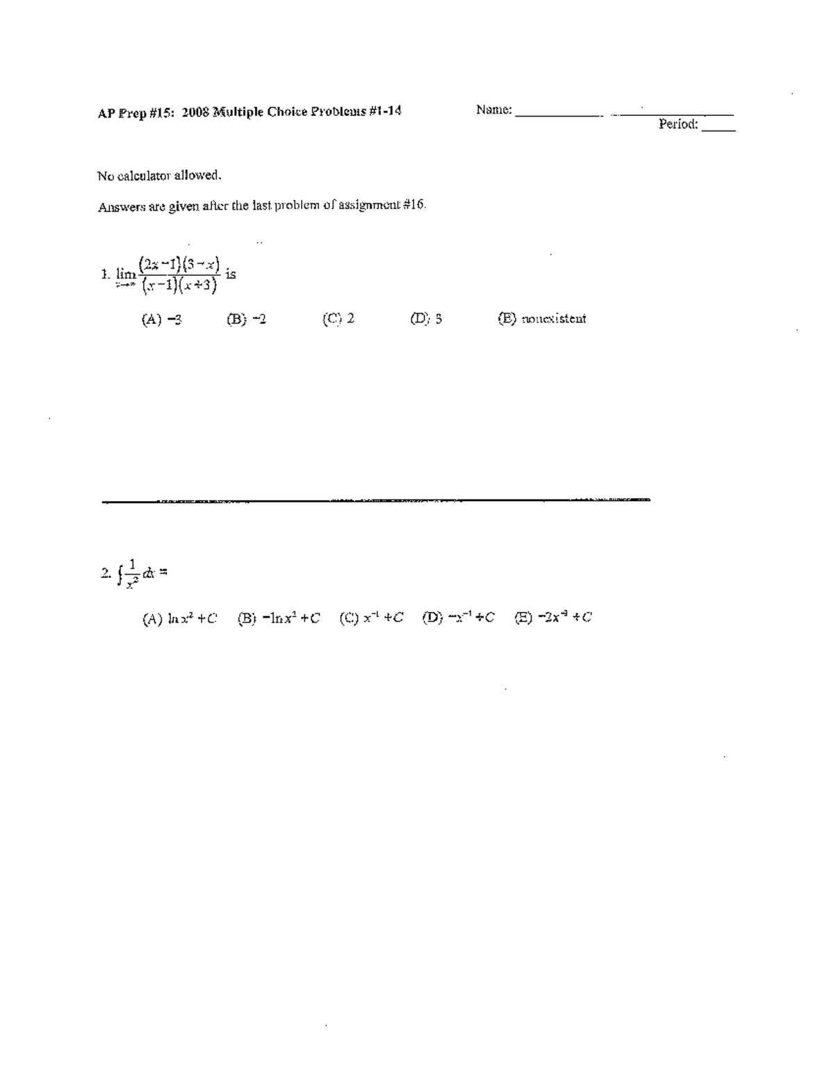 AP Prep Review Assignment 15 - Math 155 - Studocu