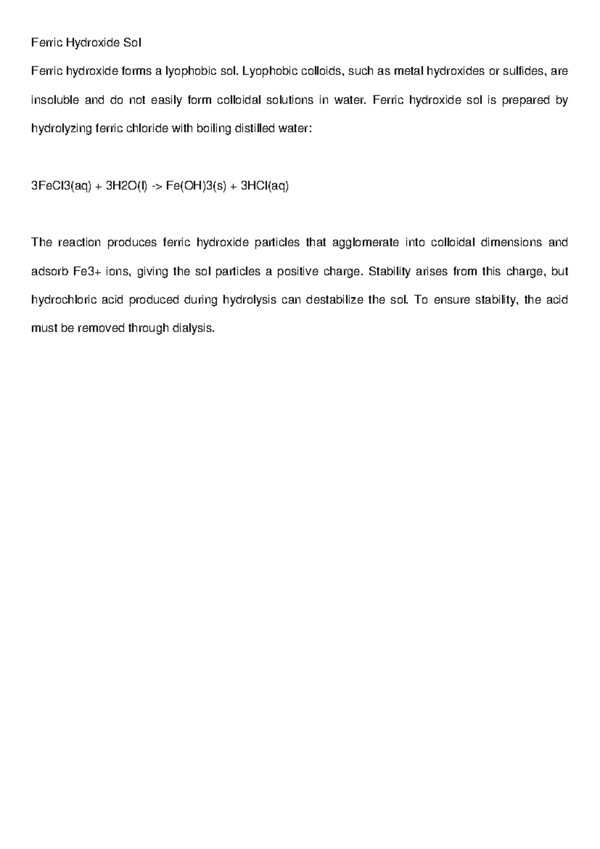 Ferric Hydroxide Sol - good - Ferric Hydroxide Sol Ferric hydroxide ...
