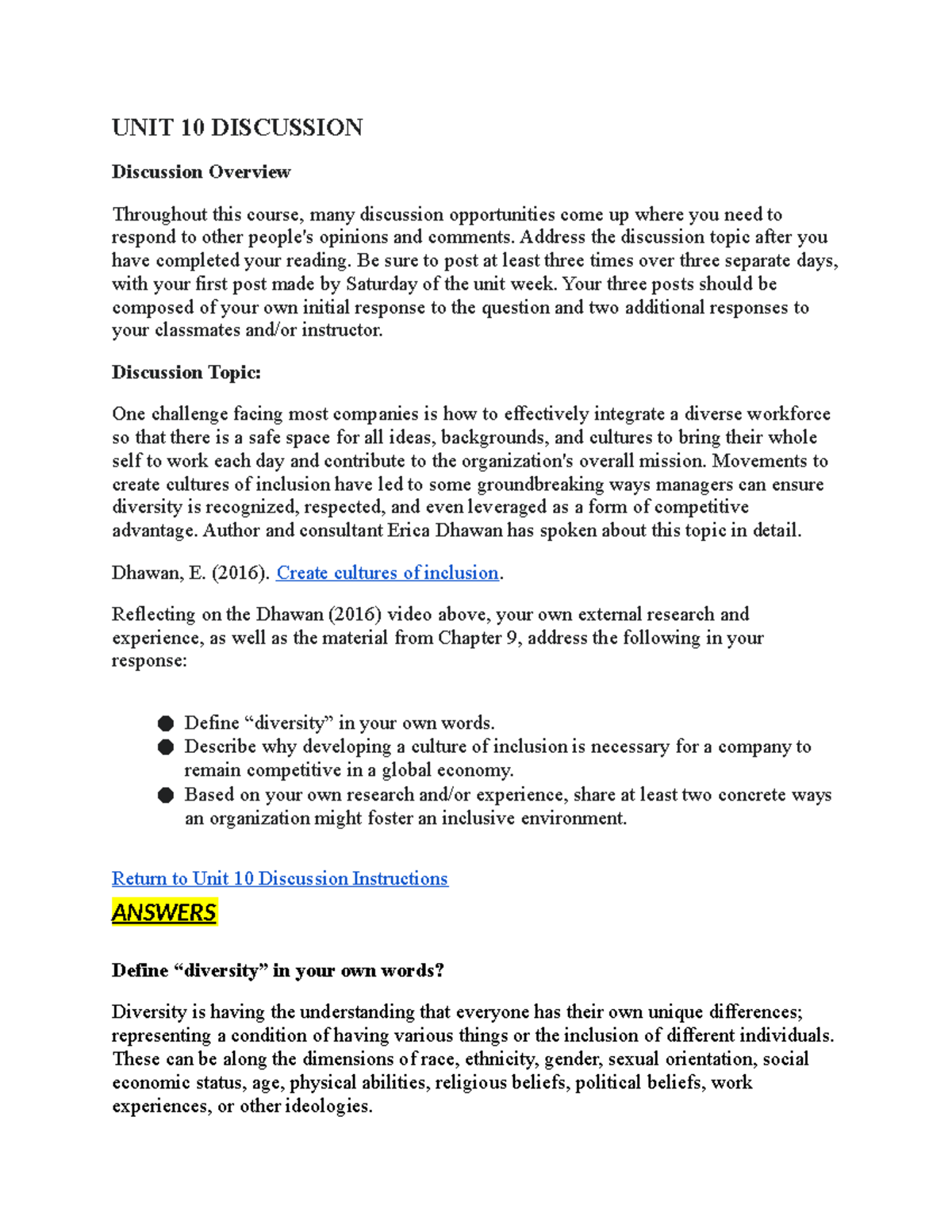 MT140 UNIT 10 Discussion - UNIT 10 DISCUSSION Discussion Overview ...