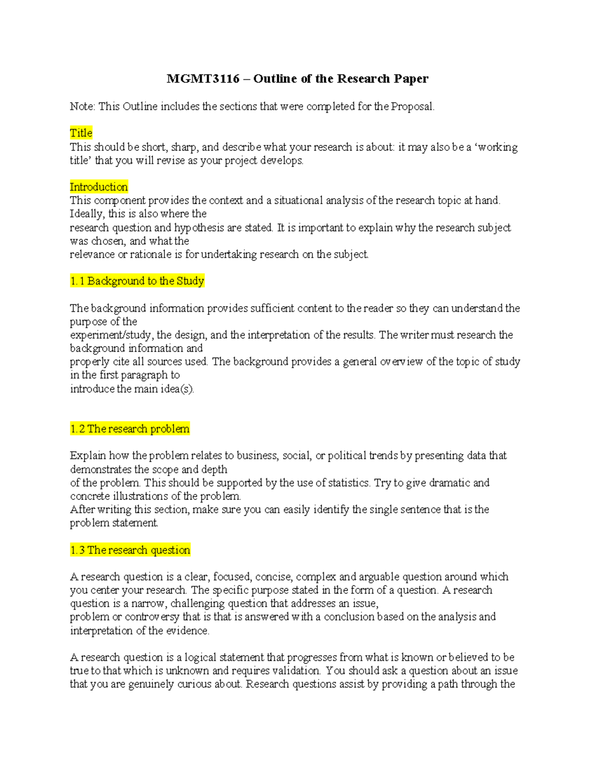 MGMT3116 Outline of Final Research Paper Update Posted March 15, 2024 ...