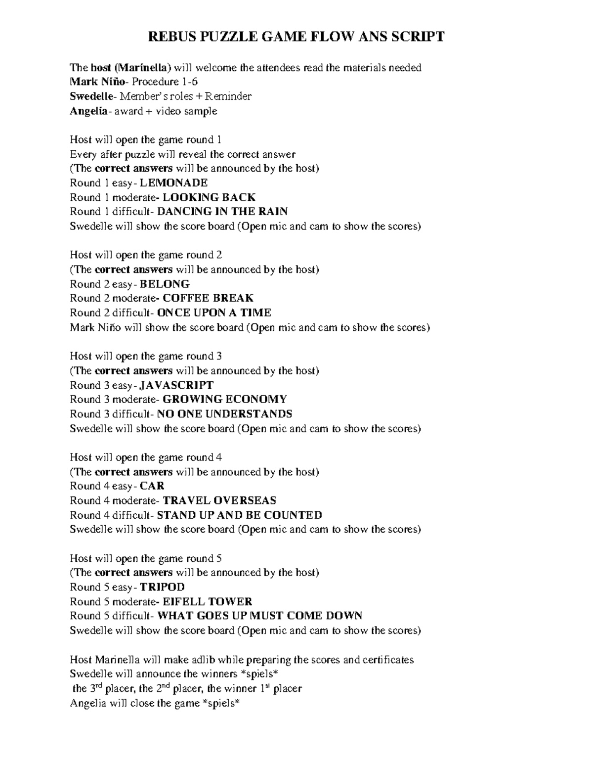 Rebus Puzzle GAME FLOW ANS Script - REBUS PUZZLE GAME FLOW ANS SCRIPT ...