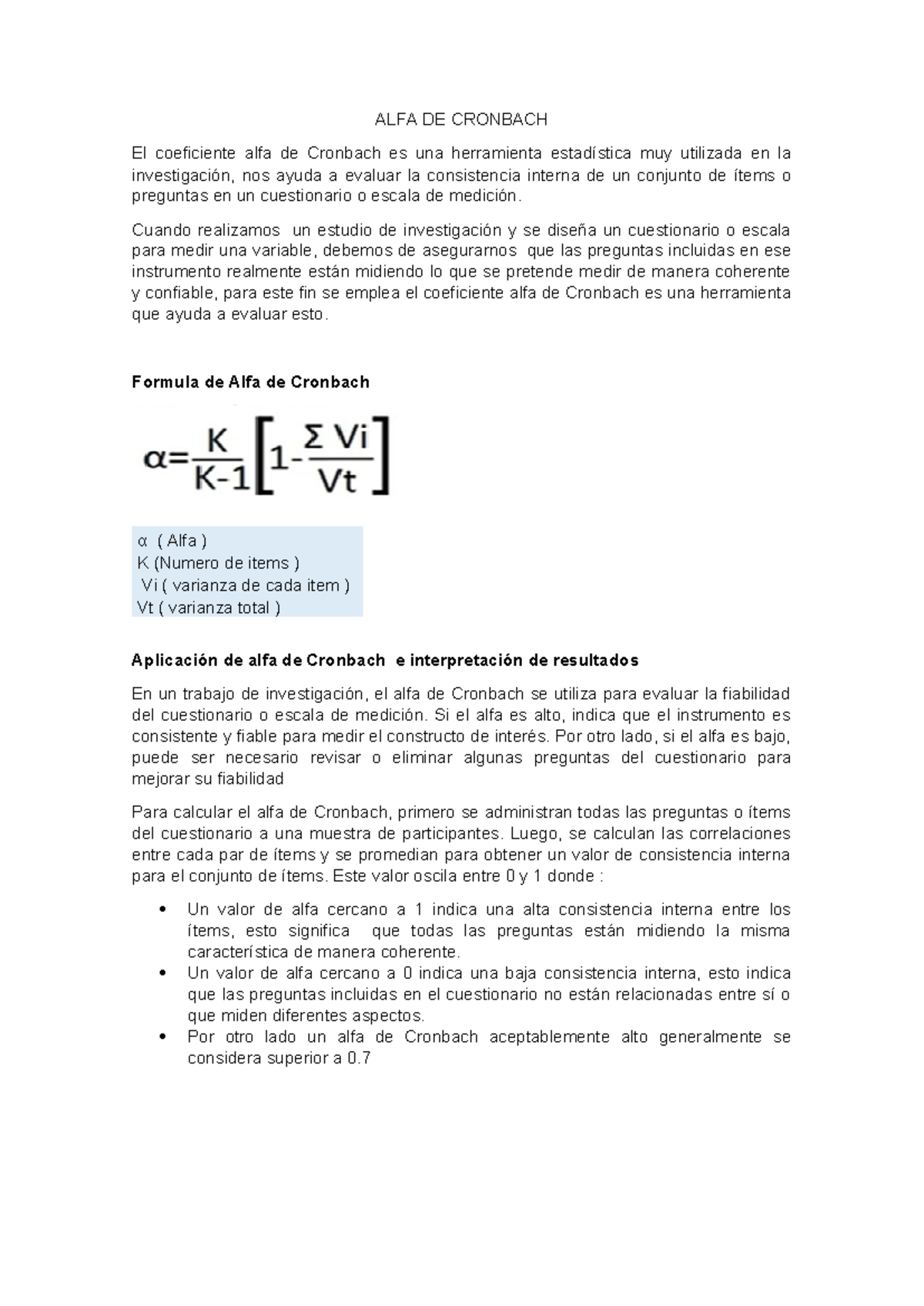 ALFA DE Cronbach - ALFA DE CRONBACH El coeficiente alfa de Cronbach es una herramienta ...