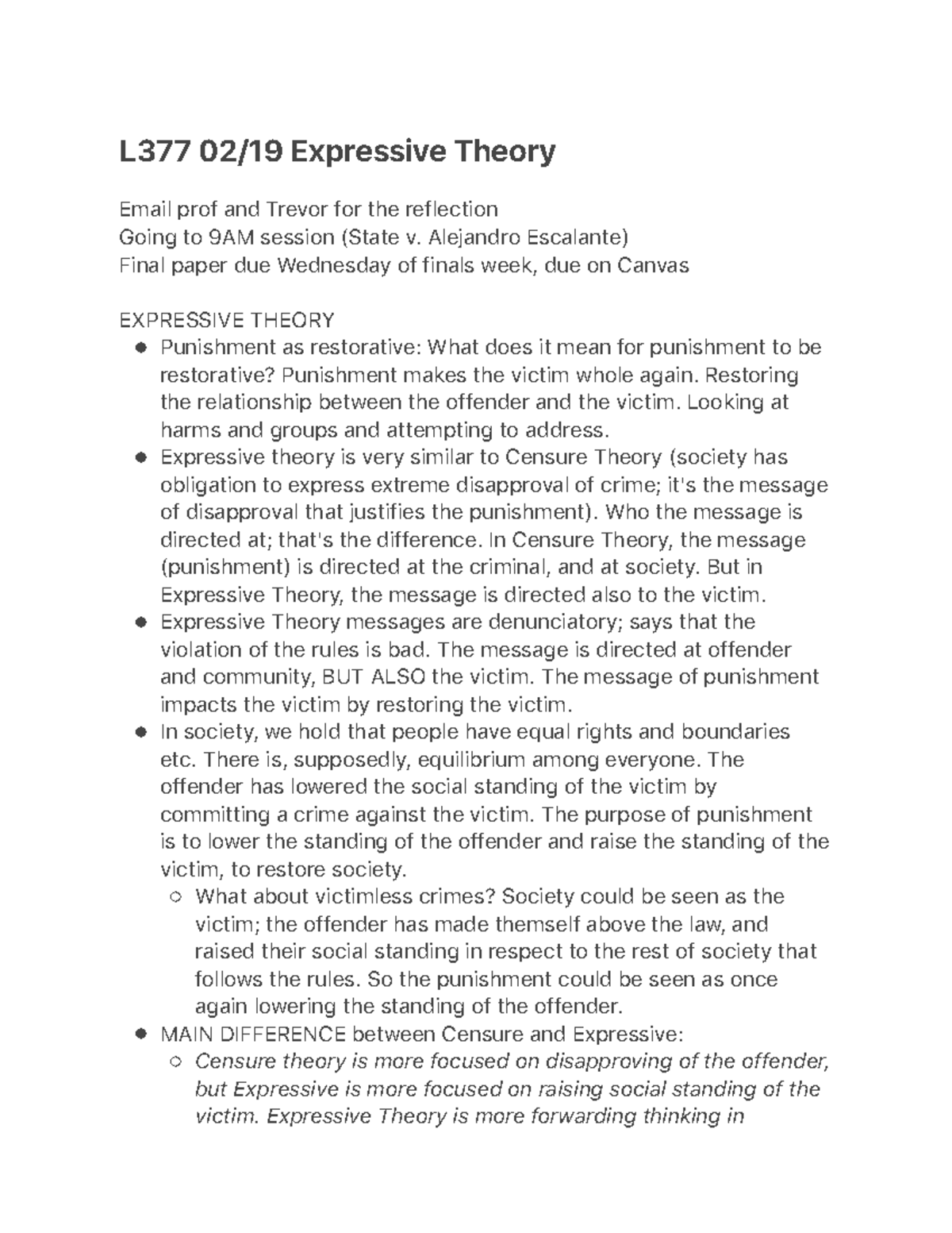 L377 02:19 Expressive Theory - L377 02/19 Expressive Theory Email prof ...