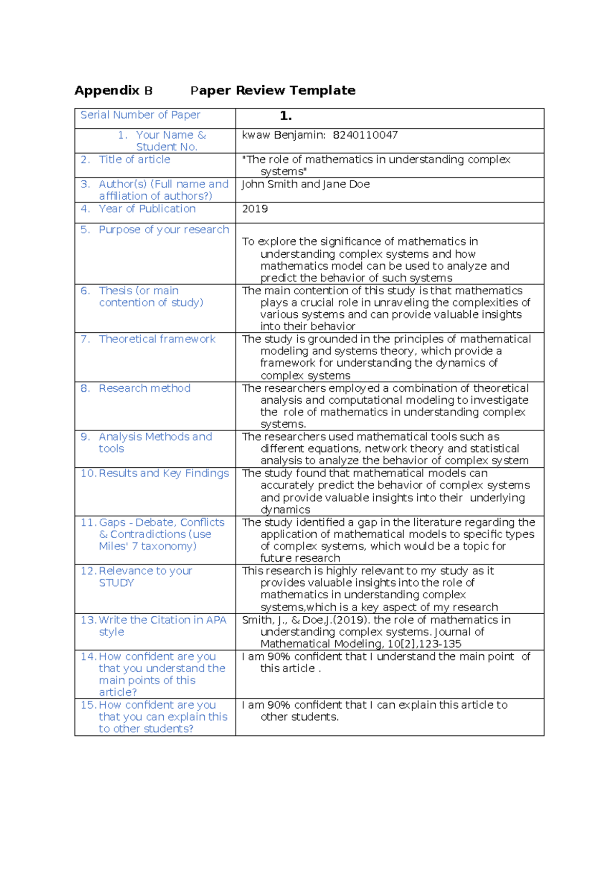 Appendix Bx New Paper Review Template 08-02-2024-1 - Appendix B Paper ...