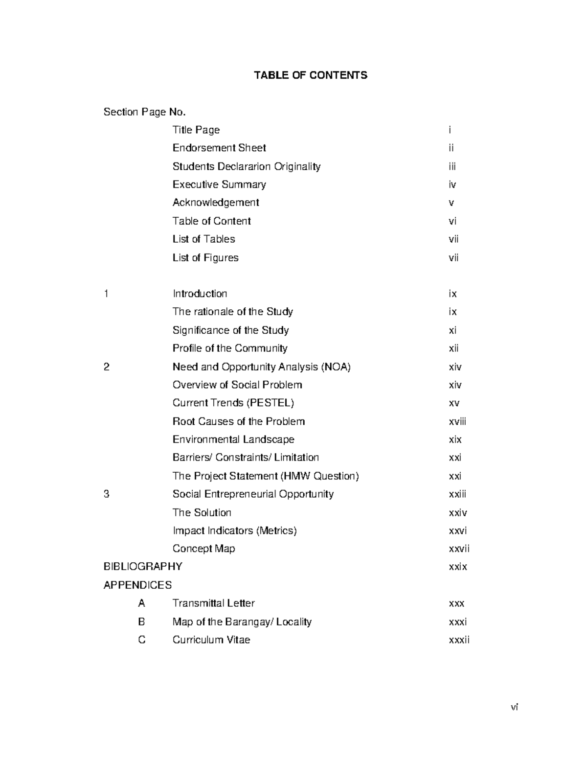 G3 Concept Paper Part 1 - vi TABLE OF CONTENTS Section Page No. Title ...