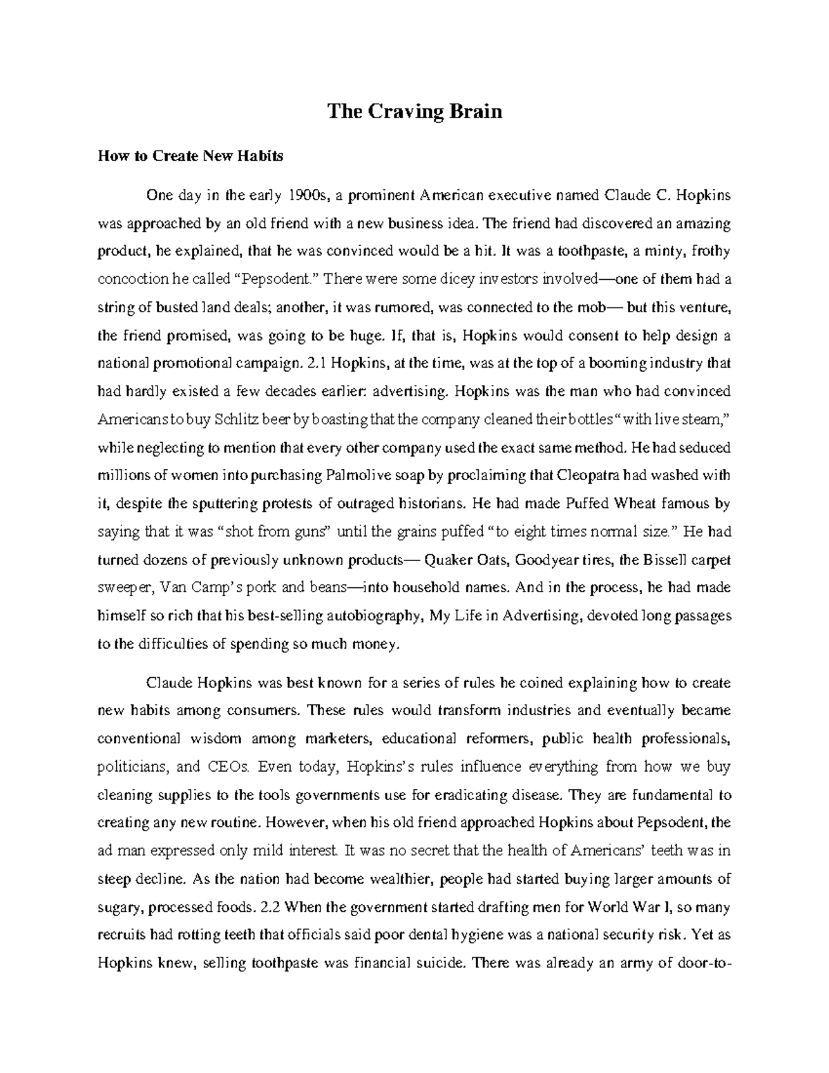 The Craving Brain - The Craving Brain How to Create New Habits One day ...