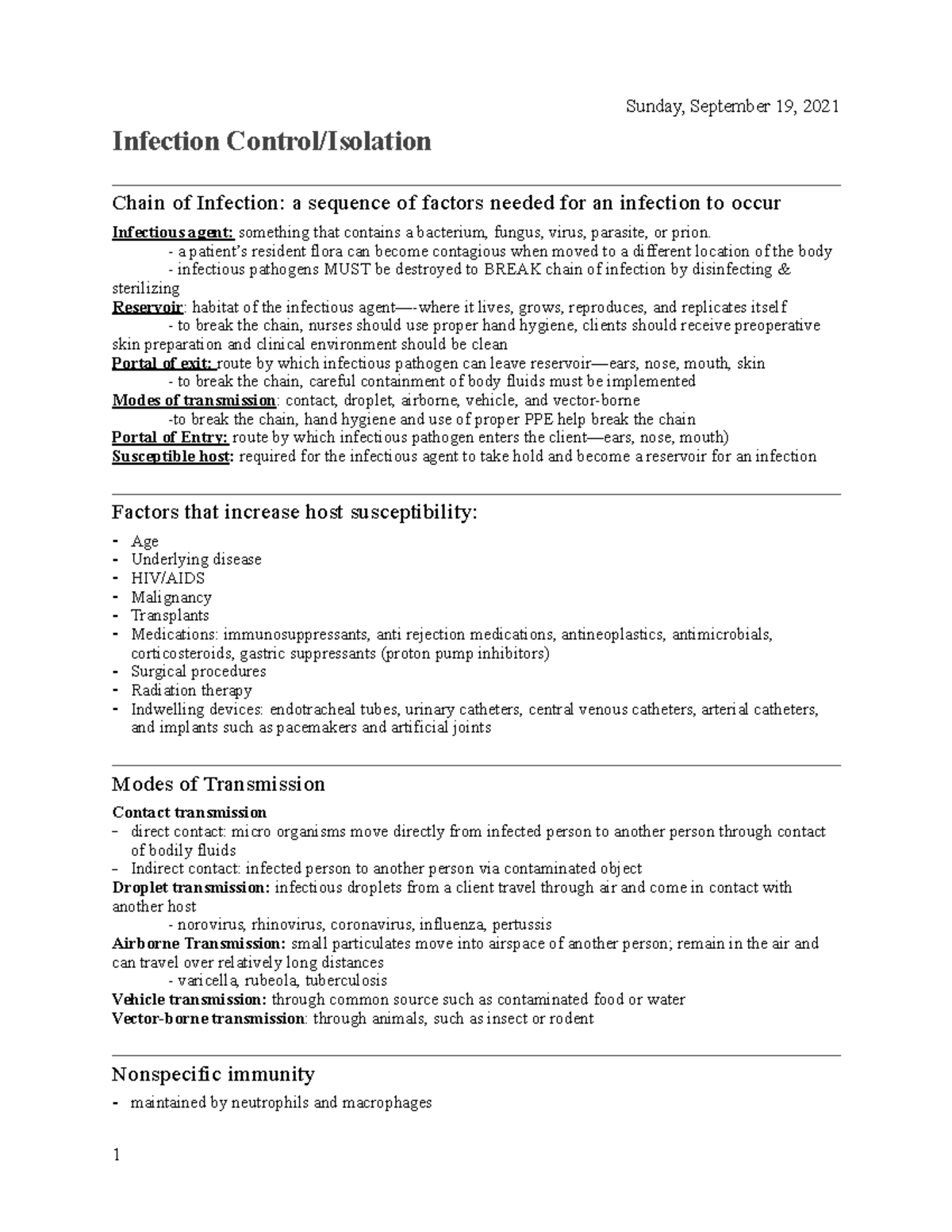 Chapter 19 - prof motorina - Infection Control/Isolation Chain of ...