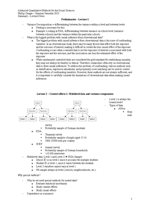 Quantitative Summary - Zusammenfassung - Quantitative methoden - Studocu