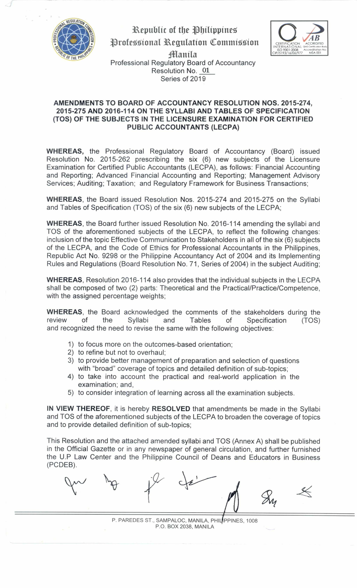 2019 CPA Board Exam Syllabus Accountancy Studocu