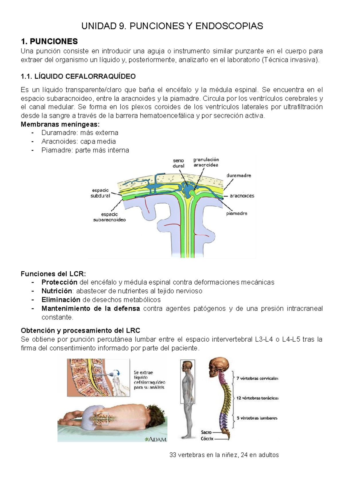 Unidad 9. Punciones y endoscopias (resumen) - UNIDAD 9. PUNCIONES Y ...