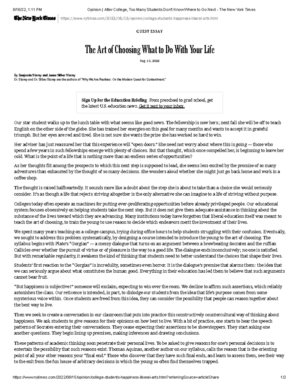 Opinion After College, Too Many Students Don’t Know Where to Go Next ...