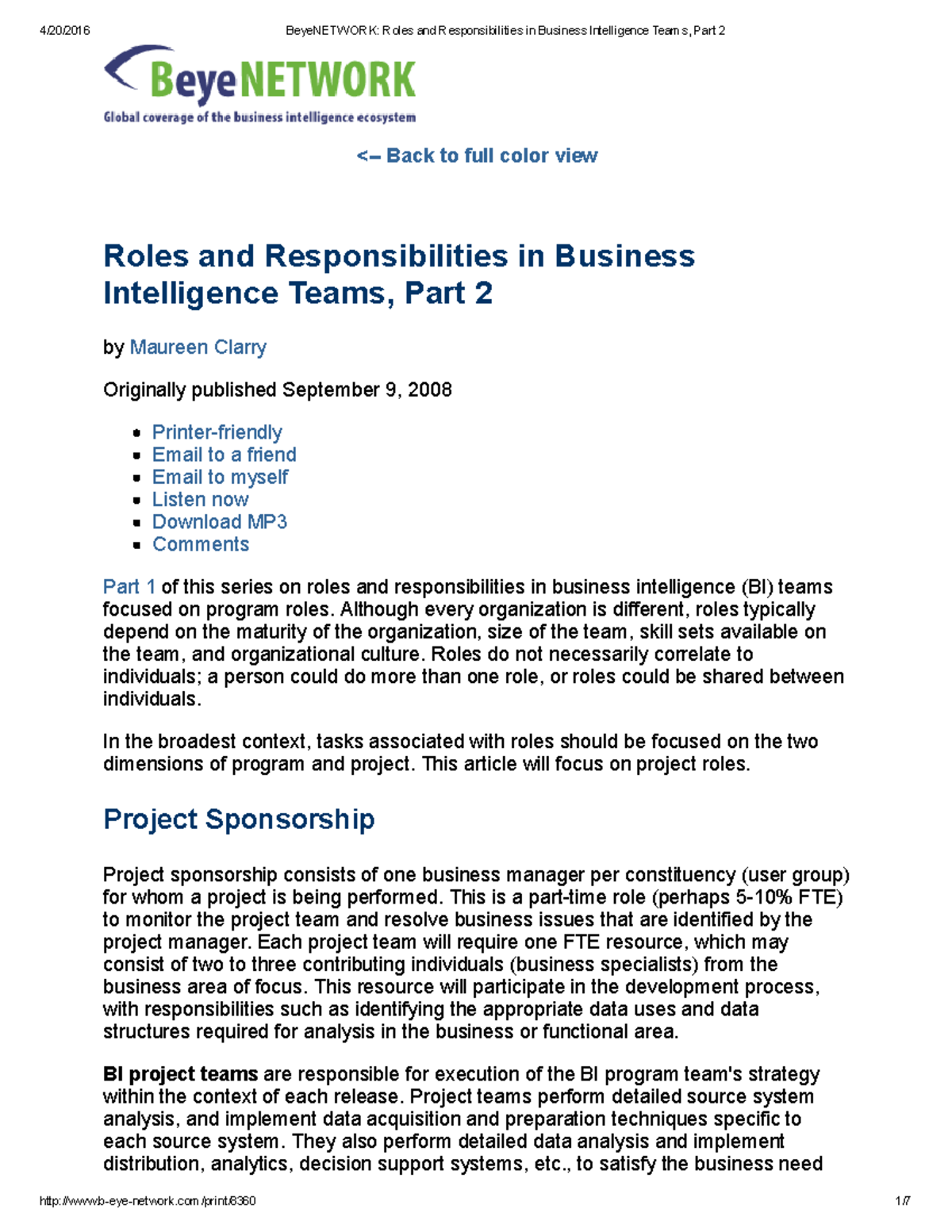 WEEK 03 - Part 2 - Roles and Responsibilities in Business Intelligence ...