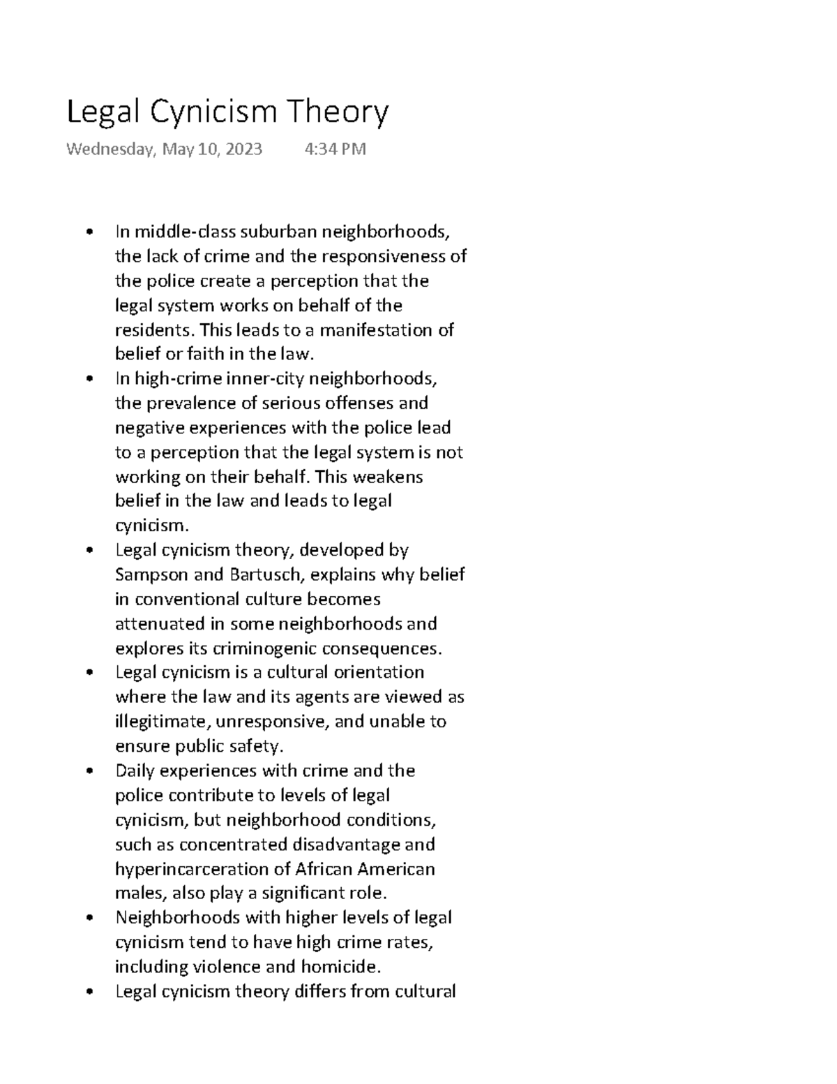 Legal Cynicism Theory - In middle-class suburban neighborhoods, the ...