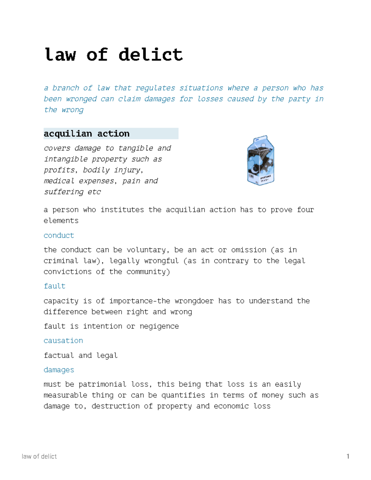 Law of delict - Studocu