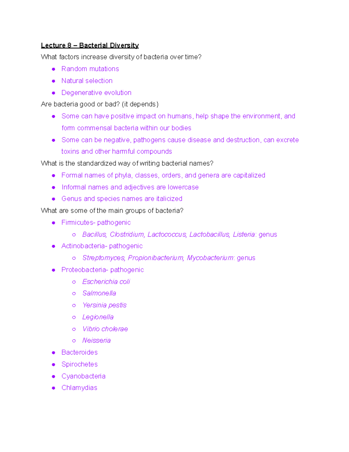 Micro exam 2 - Lecture notes second exam - Lecture 8 – Bacterial ...