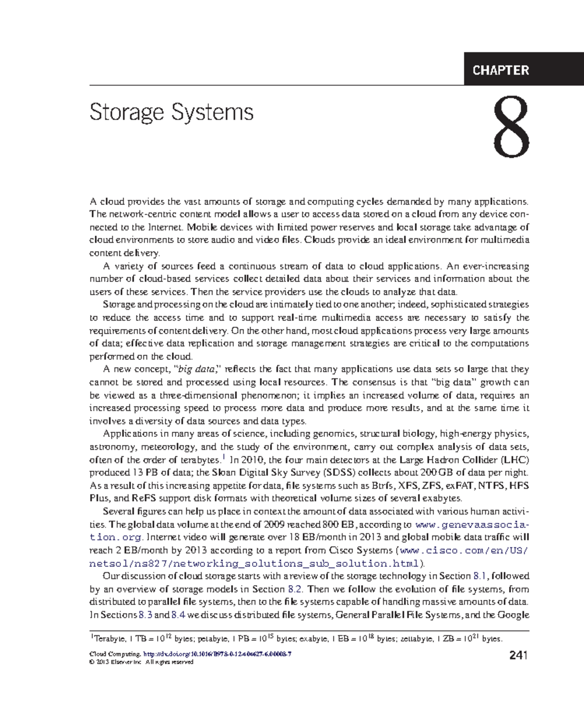 Chapter 08 - Storage Systems - CHAPTER Storage Systems 8 A cloud ...
