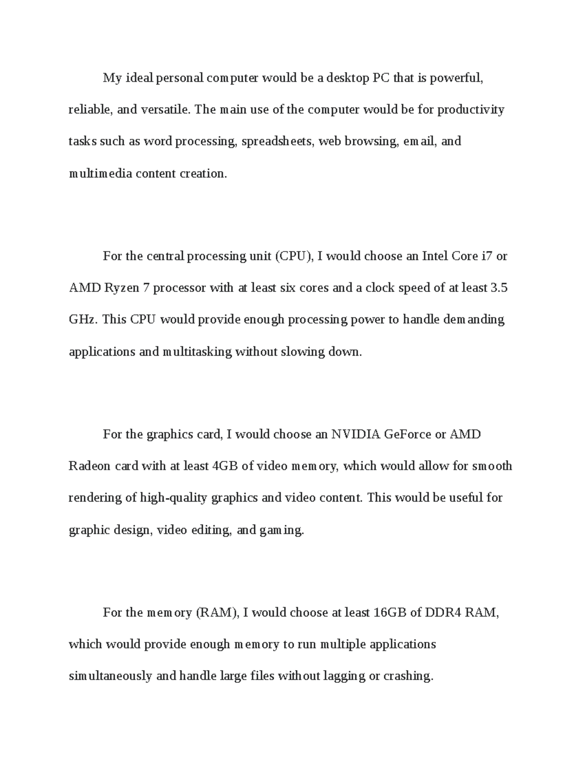 Assignment 6 WK6 Ideal Personal Computer Paper - My ideal personal ...