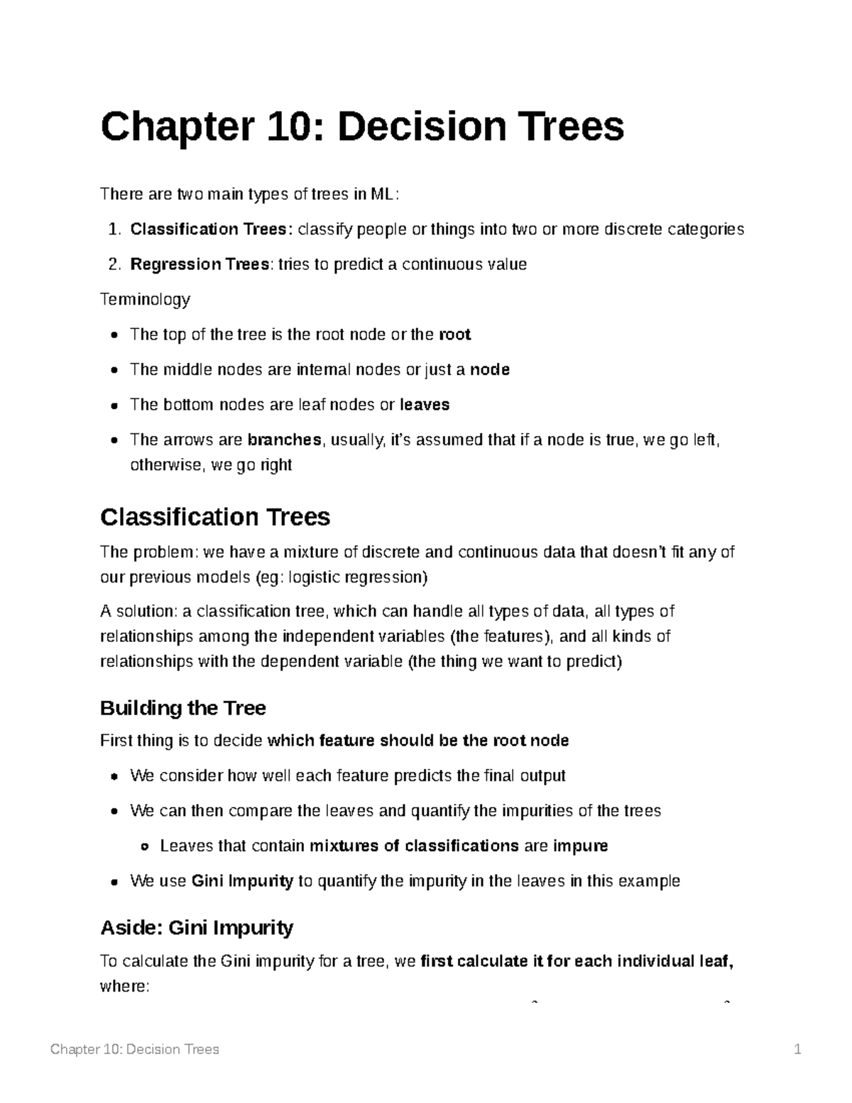 Decision Trees Concepts - Chapter 10: Decision Trees There are two main ...