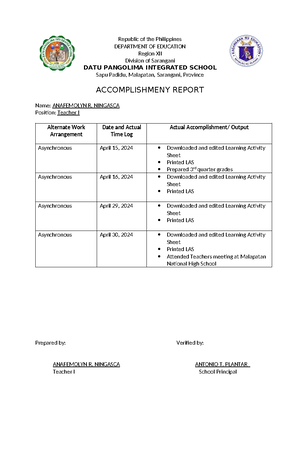 TREE Planting - Narrative report - General Biology - Republic of the ...