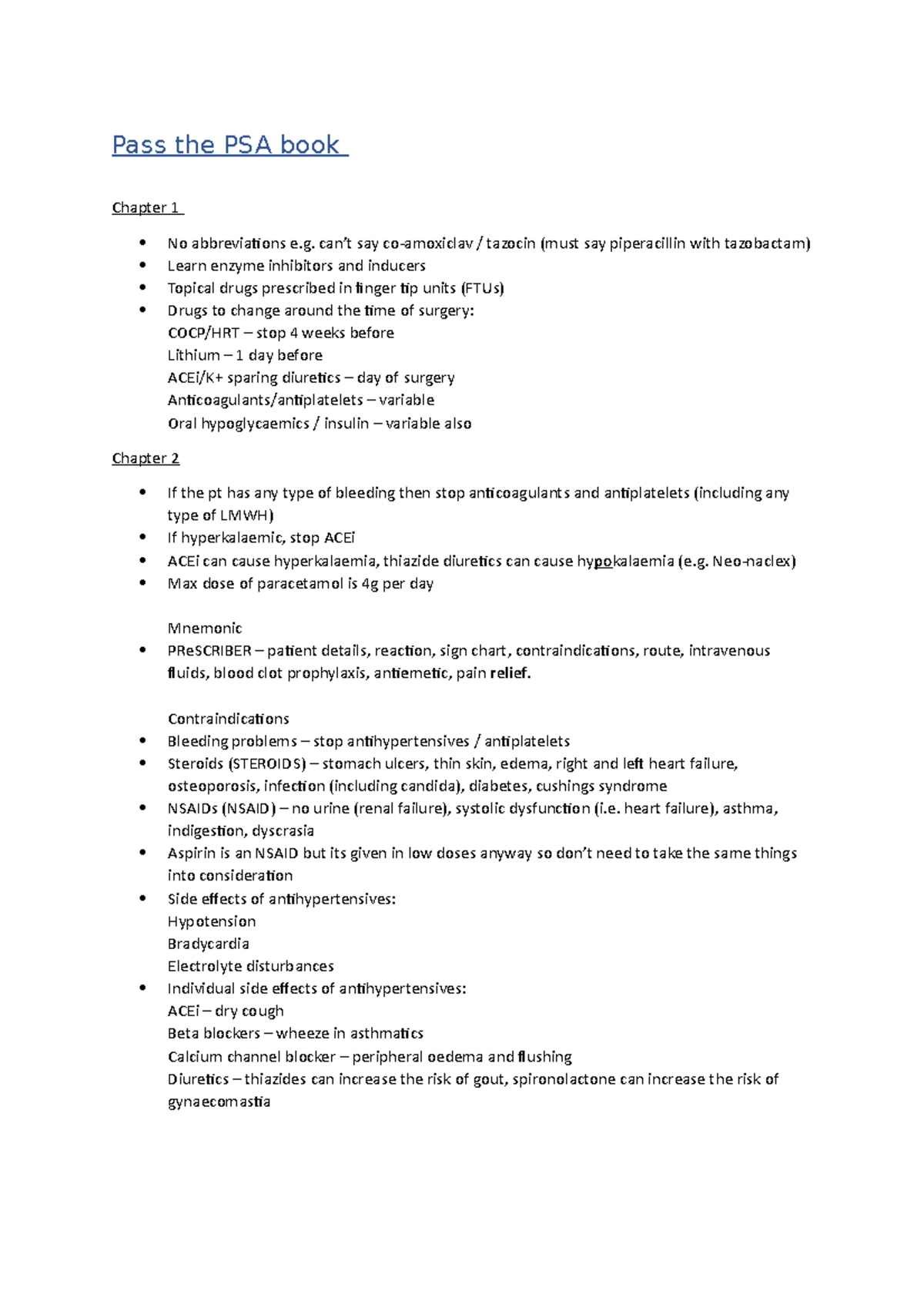 PSA revision - This is a summary of all the notes I wrote to help me ...