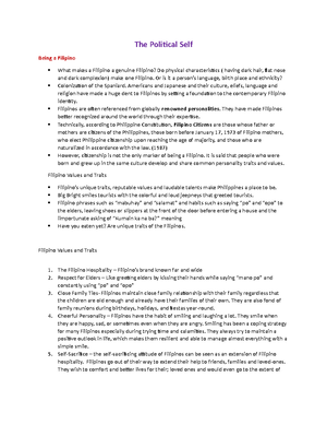 Lesson 10 - The Political Self - GE6100 - Understanding The Self LESSON ...