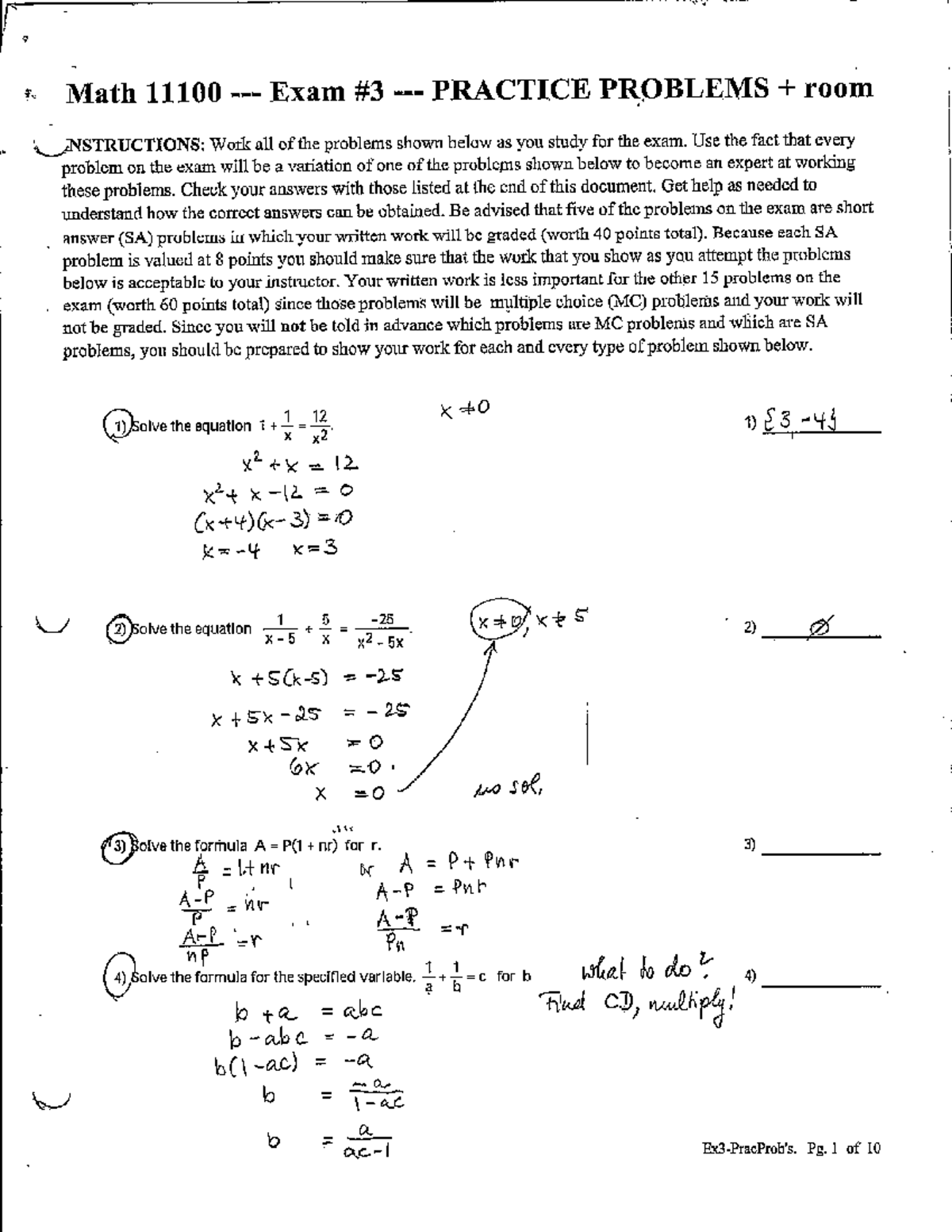Review for Test 3 with solutions and remarks - MATH-111 - Studocu