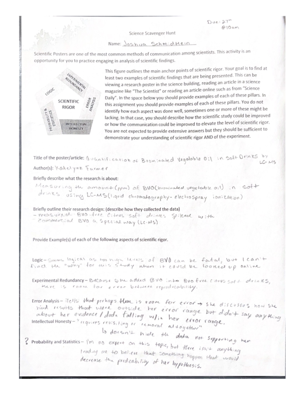 Science Scavenger Hunt - BIOL 1100 - Studocu
