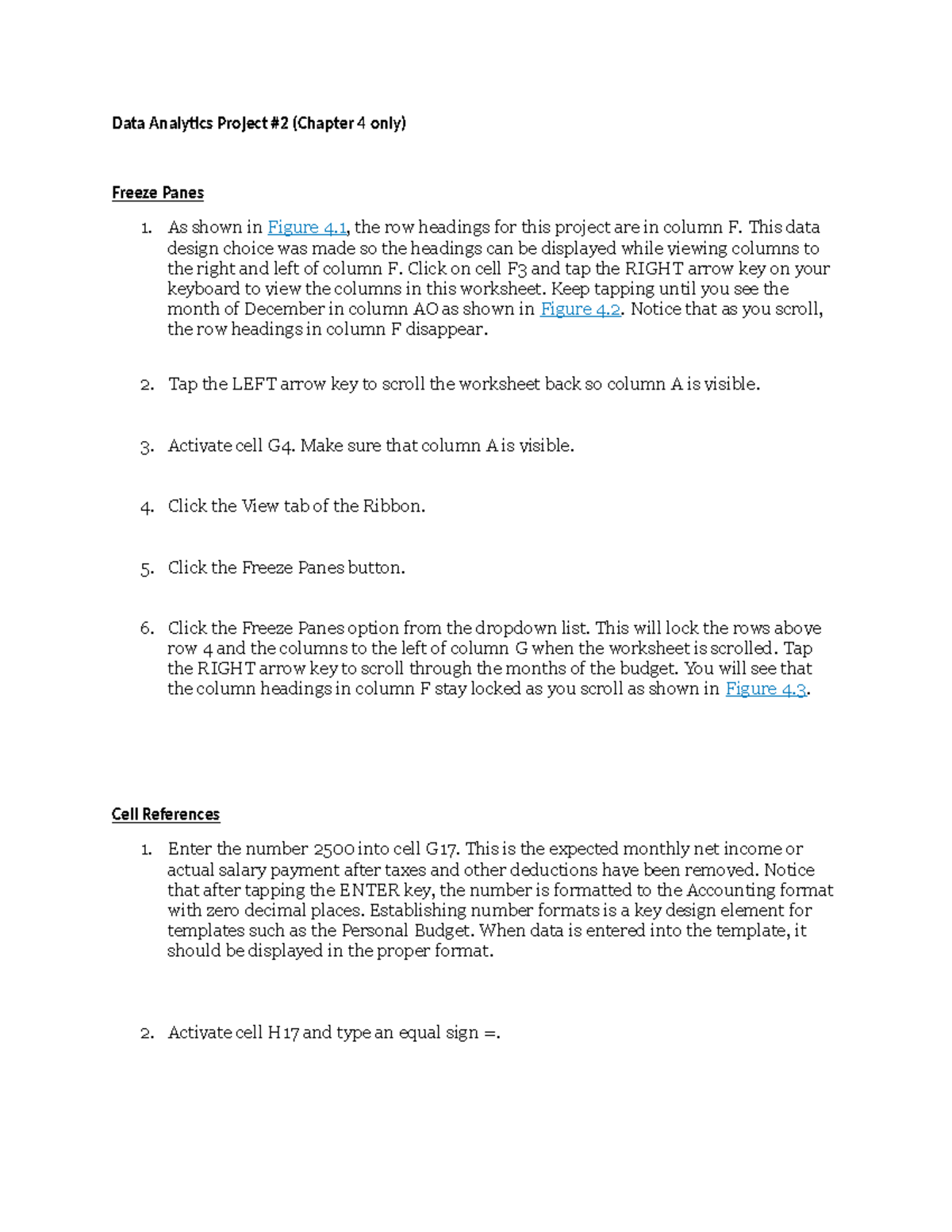 DA Project 2 Steps - Data Analytics Project #2 (Chapter 4 only) Freeze ...
