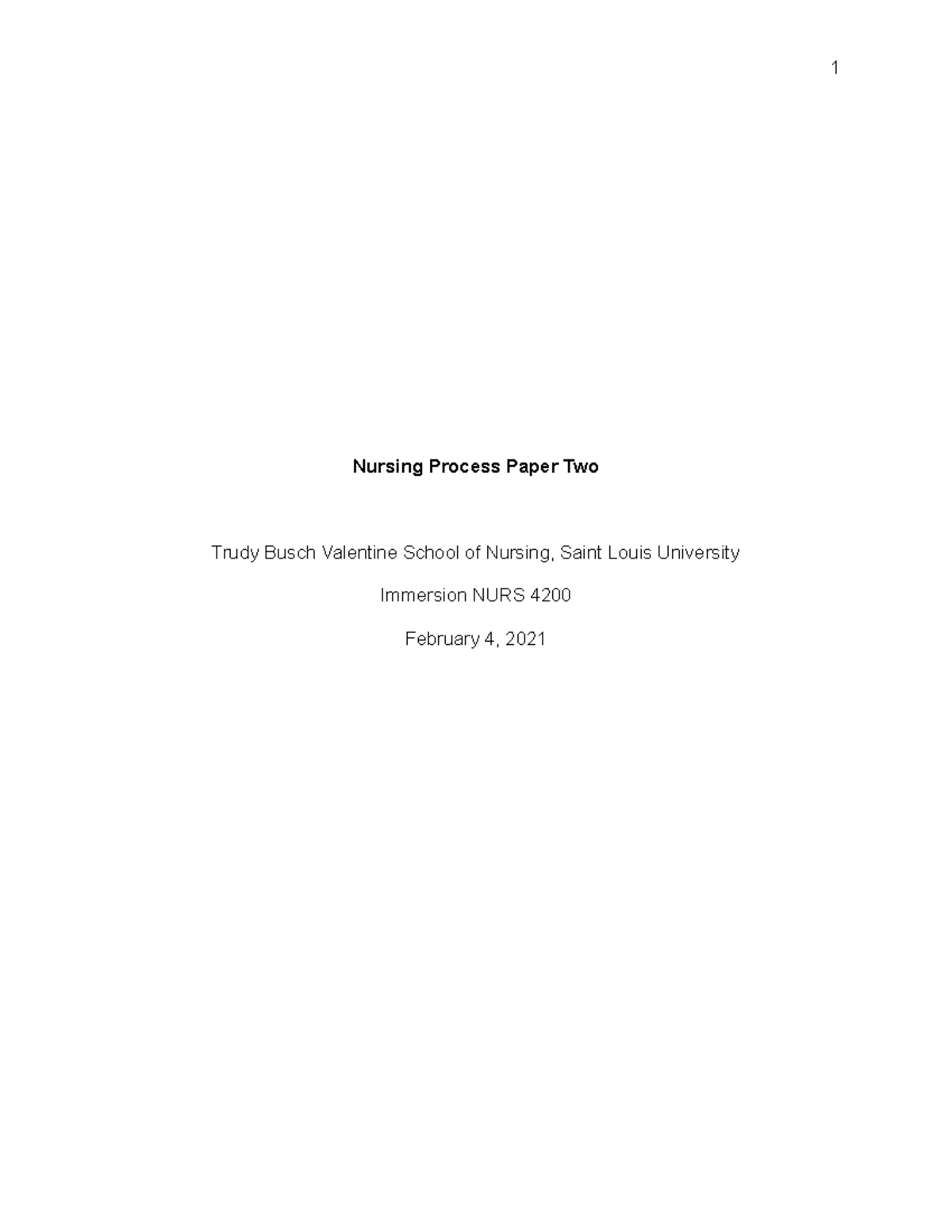 Nursing Process Paper 2 - He had no known allergies and was admitted on ...
