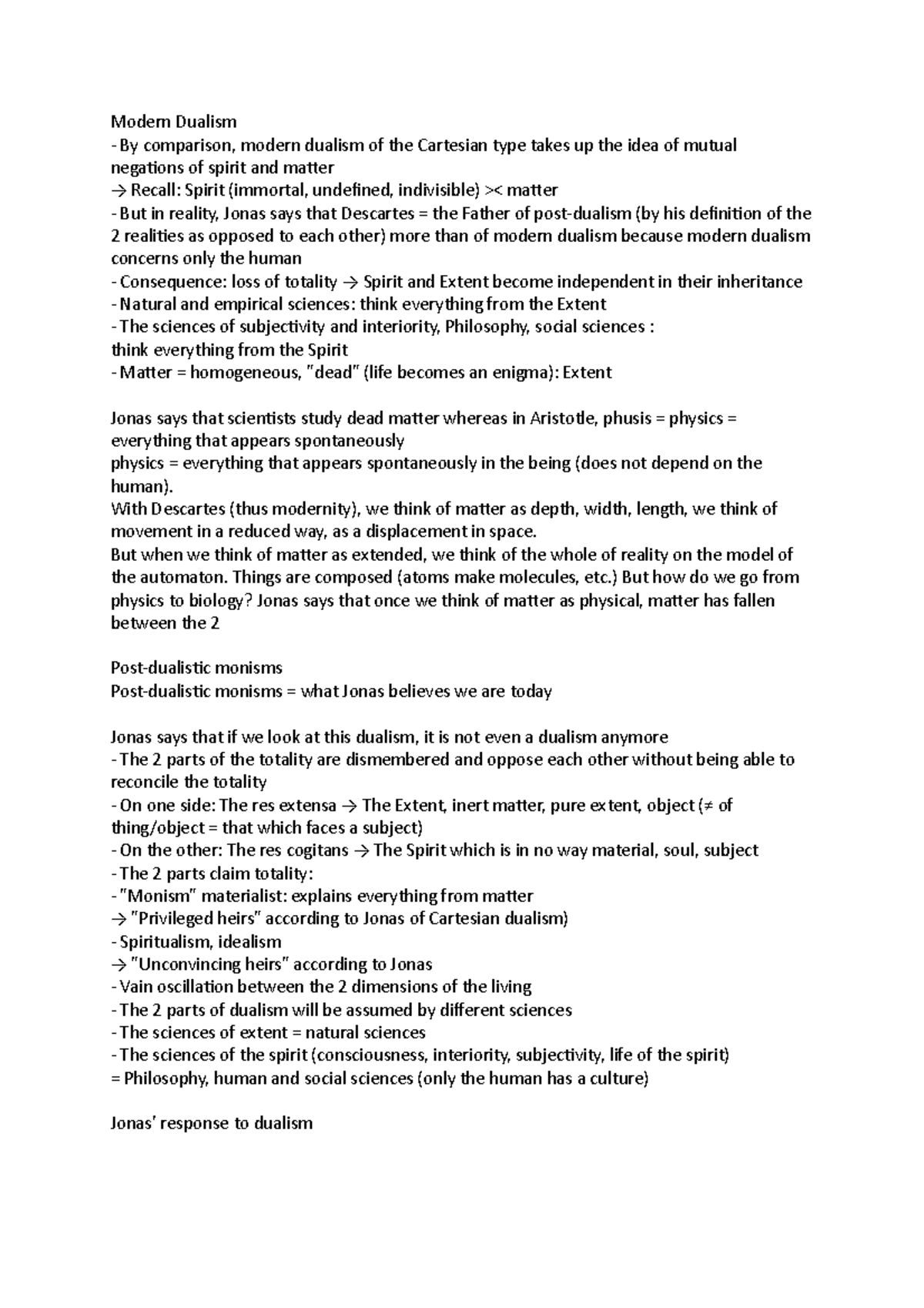 Modern Dualism - Philosophy - Modern Dualism By comparison, modern ...