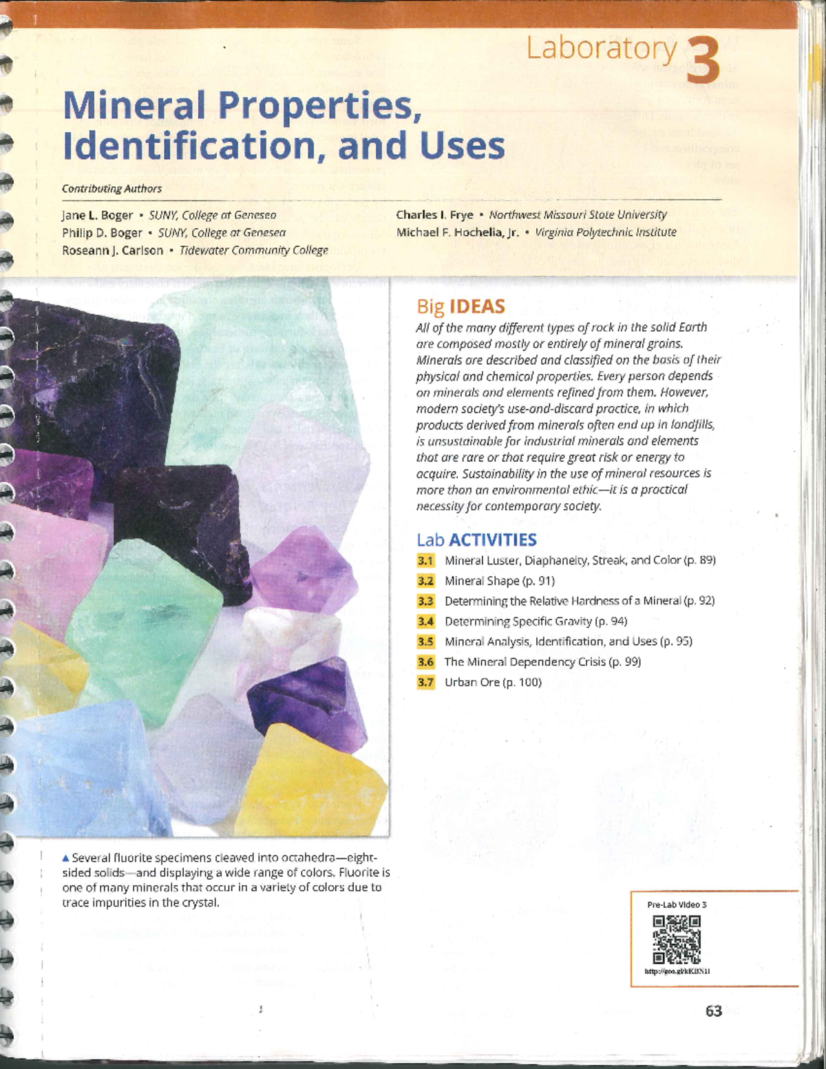 Chapter Three Text - Laboratory 3 Mineral Properties, Identification ...