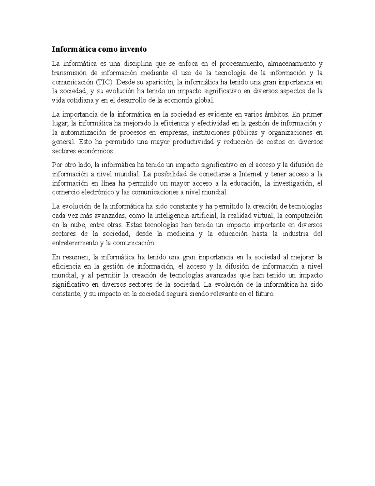 La informática como invento - Informática como invento La informática ...