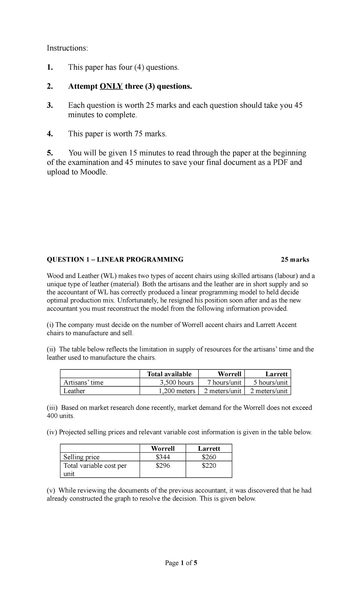 Performance Management for Accountant Practice Paper - Instructions: 1 ...