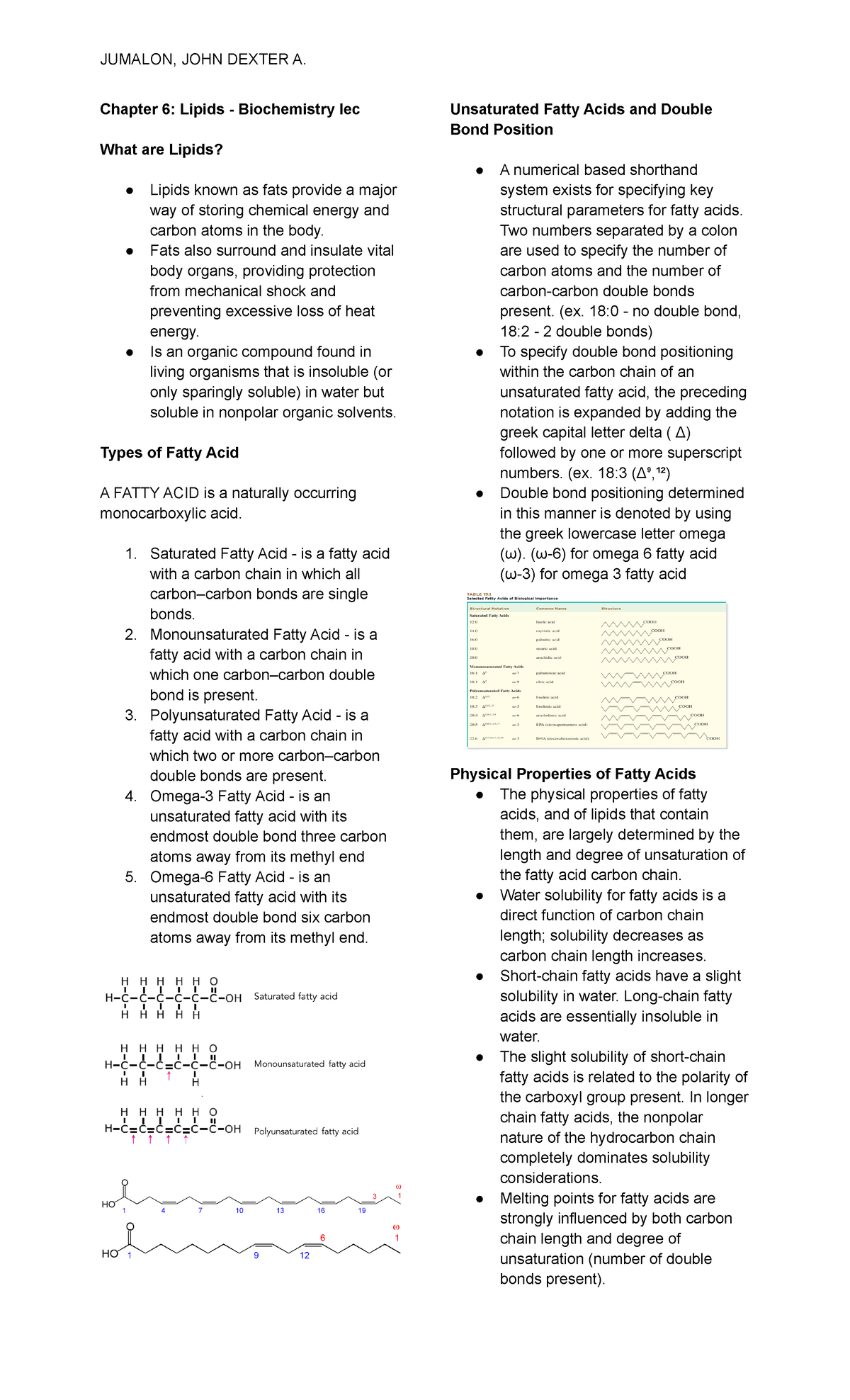 Lipids - ddg - Chapter 6: Lipids - Biochemistry lec What are Lipids ...