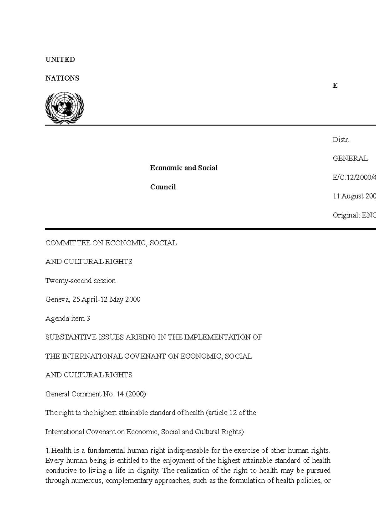 Icescr & Iccpr - B.Com.llb(Hons) - Studocu