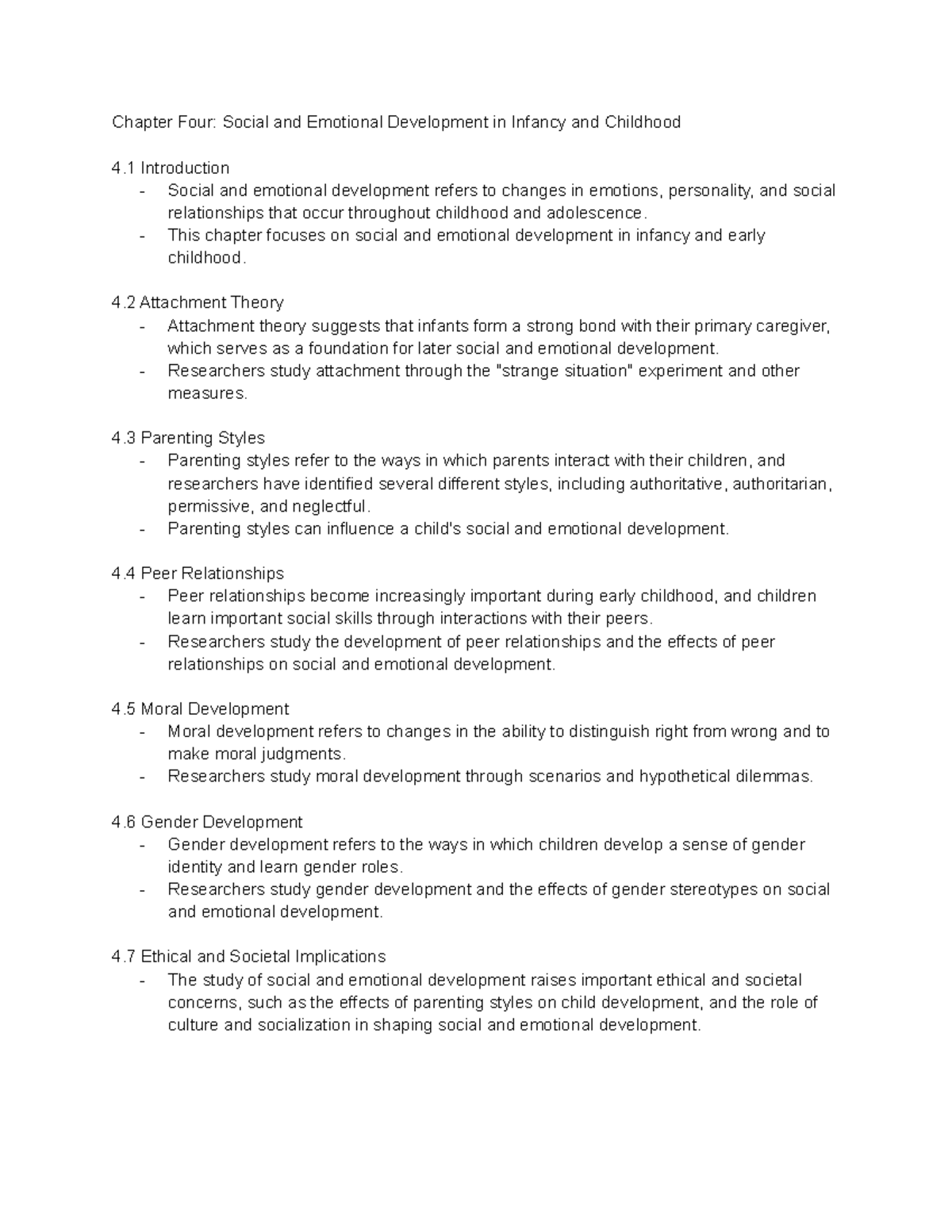 Chapter Four: Social and Emotional Development in Infancy and Childhood ...