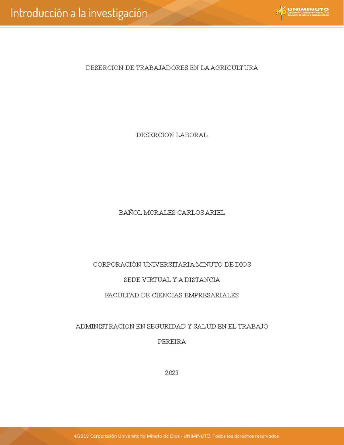 Investigacion Desercion Laboral - DESERCION DE TRABAJADORES EN LA ...
