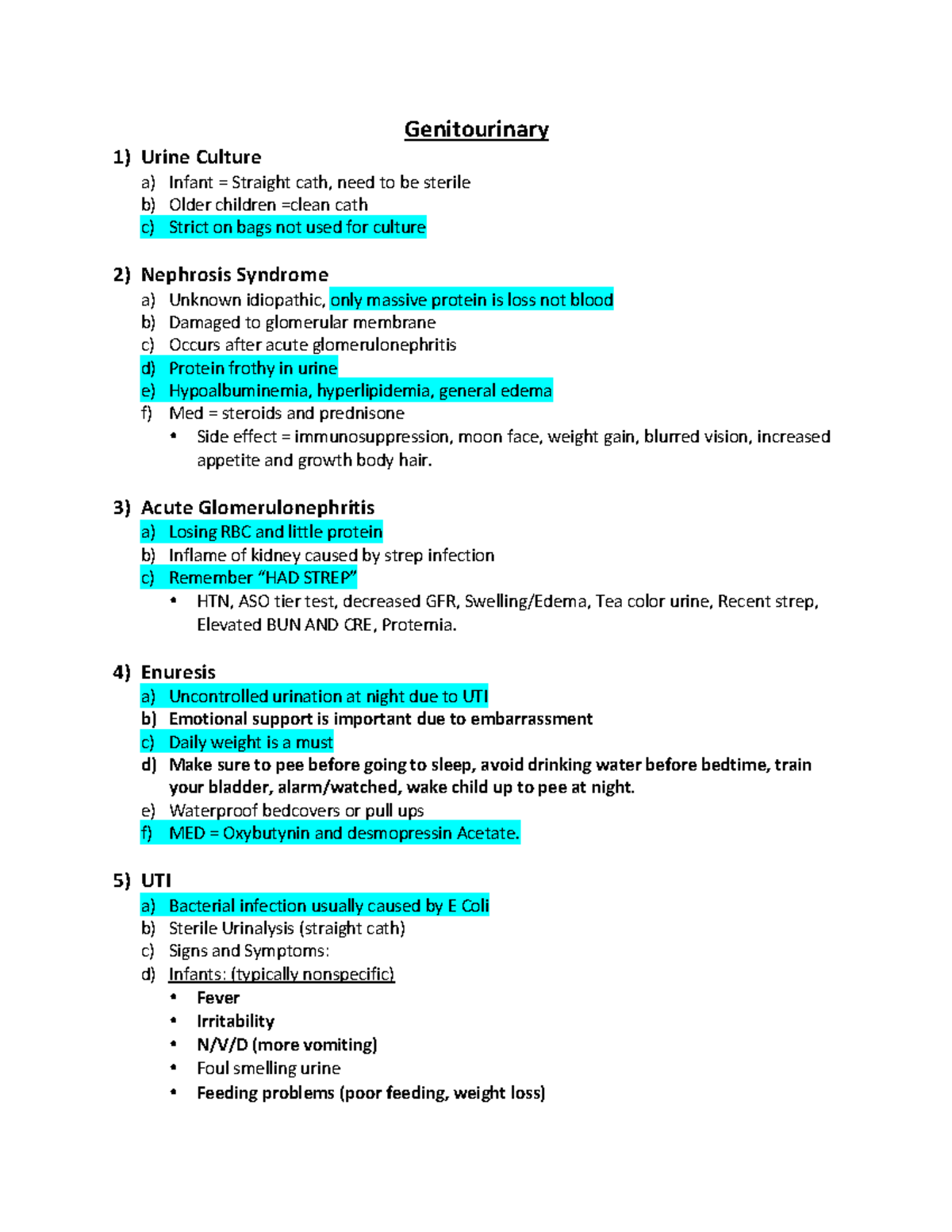 Genitourinary Exam Findings