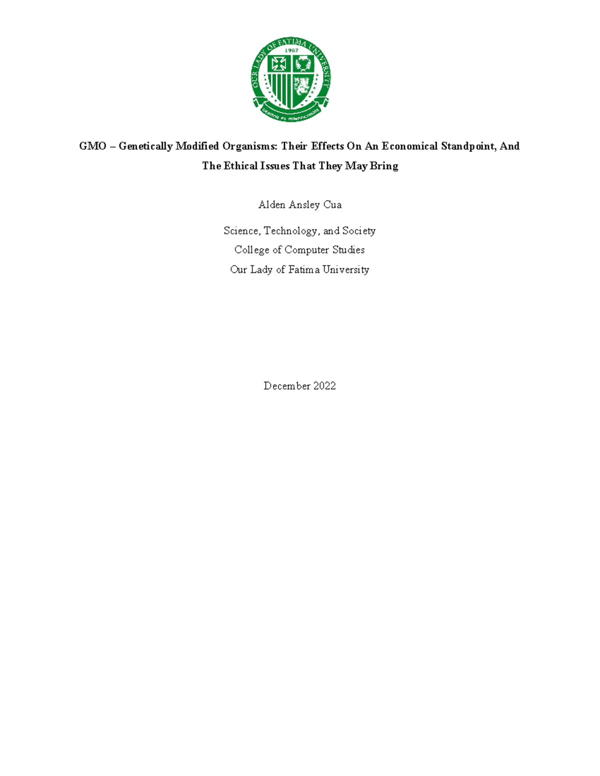 STAS Research for reference - GMO - GMO – Genetically Modified ...