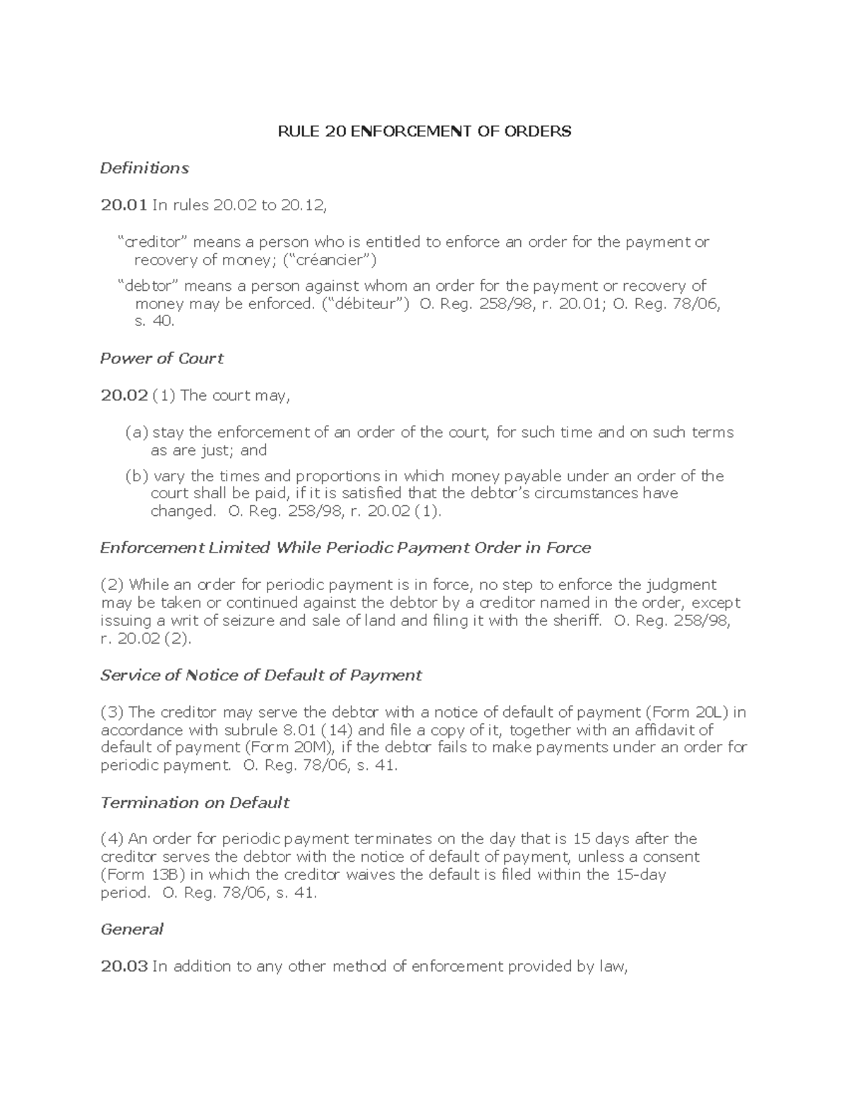 Small Claims Enforcement Rule 20 - LAW 7160 - Studocu