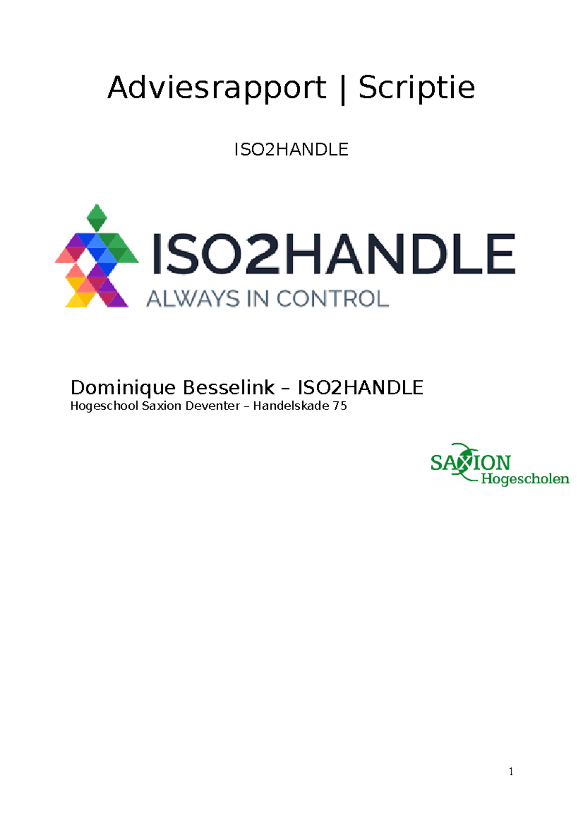 Scriptie Dominique Besselink versie 1 - Adviesrapport | Scriptie ...