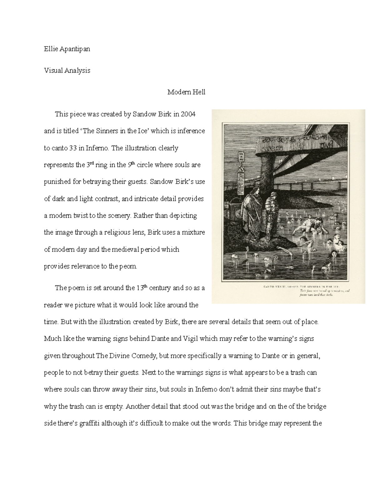 Visual Analysis - Writing through the years. - Ellie Apantipan Visual Analysis Modern Hell This ...