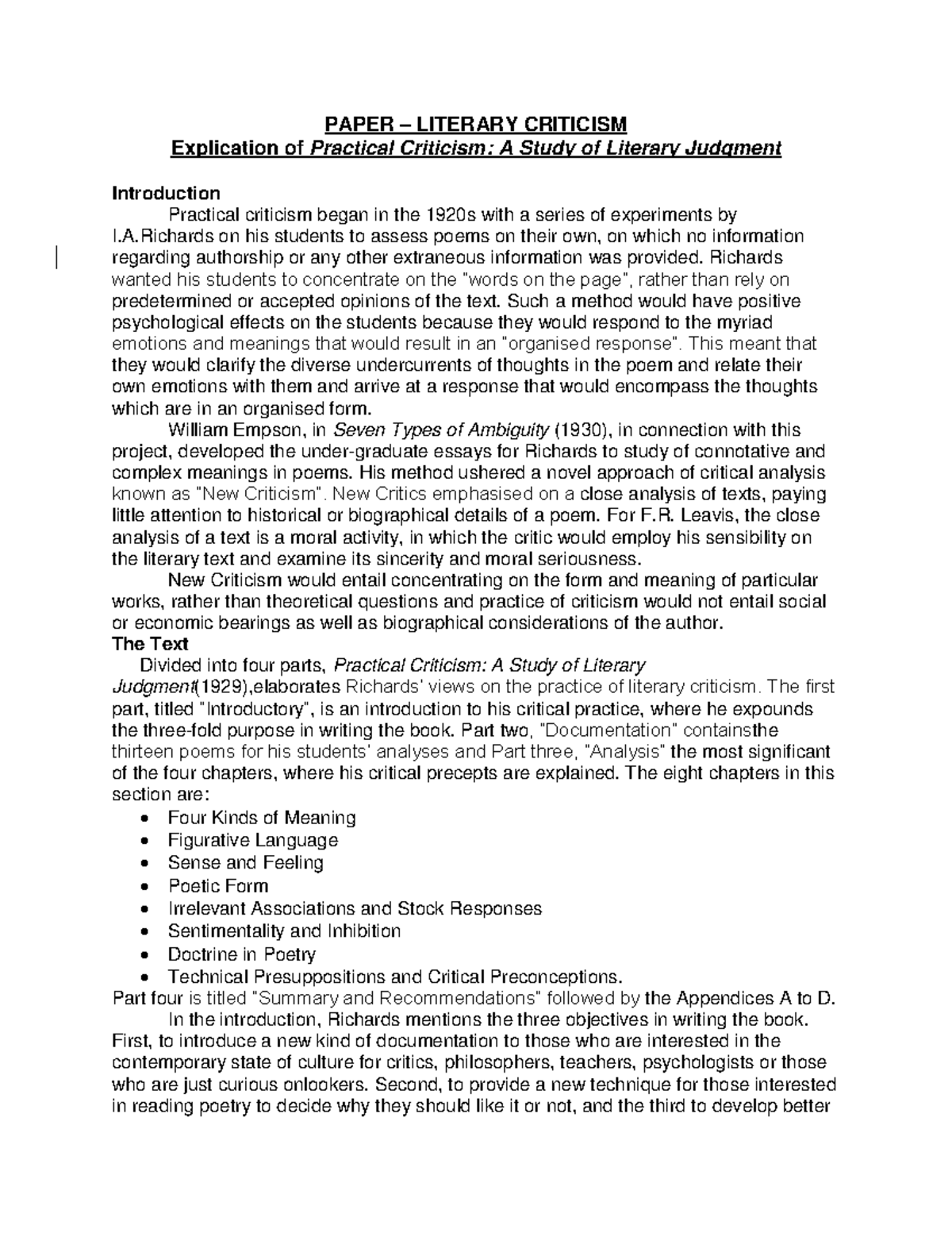 M29 - I.A Richard's talk about in practical criticism - PAPER ...