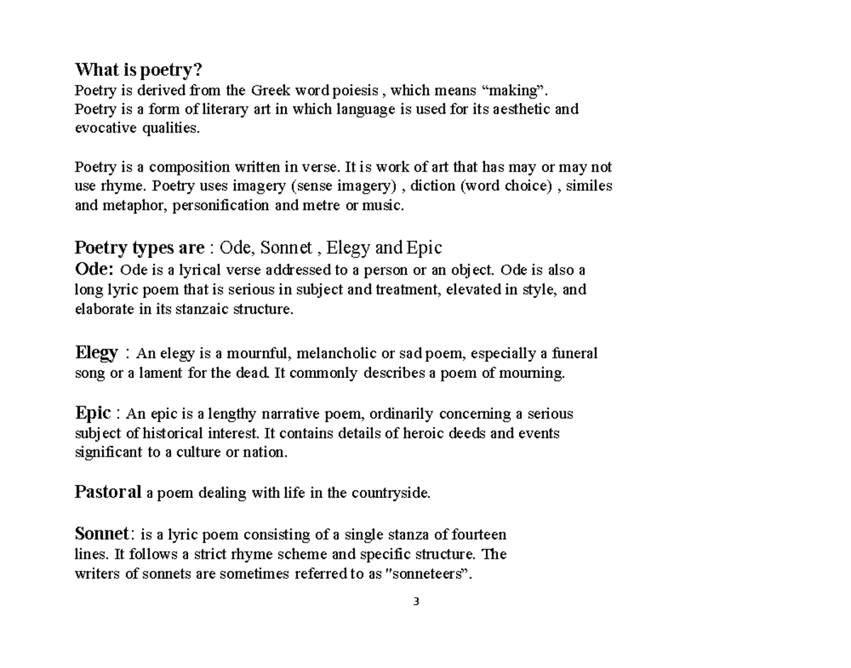 Poetry Materia ( Mid One units) - What is poetry? ####### Poetry is ...